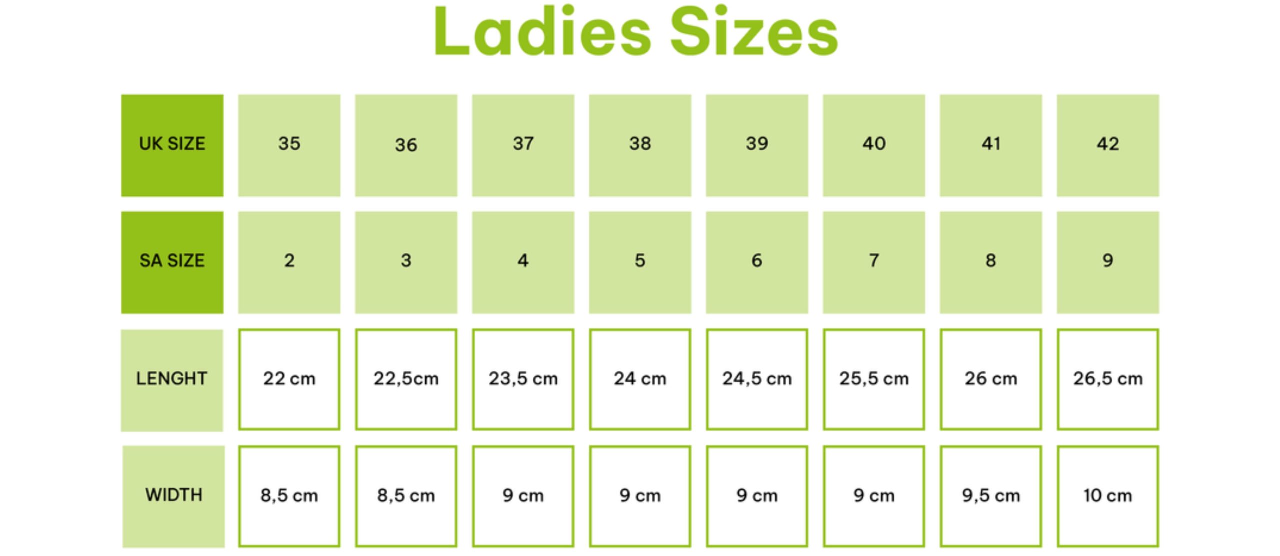 Size Guide - Barefeet SA
